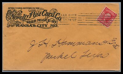 US Pre 1910 Advertising Cover Novelty Post Card Co. Kansas City to ...