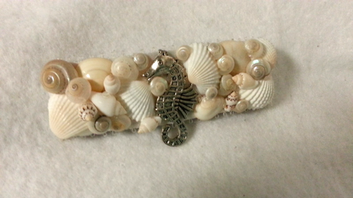 Mermaid Hair Barrette Real Shells, silver tone seahorse_hair accessory ...