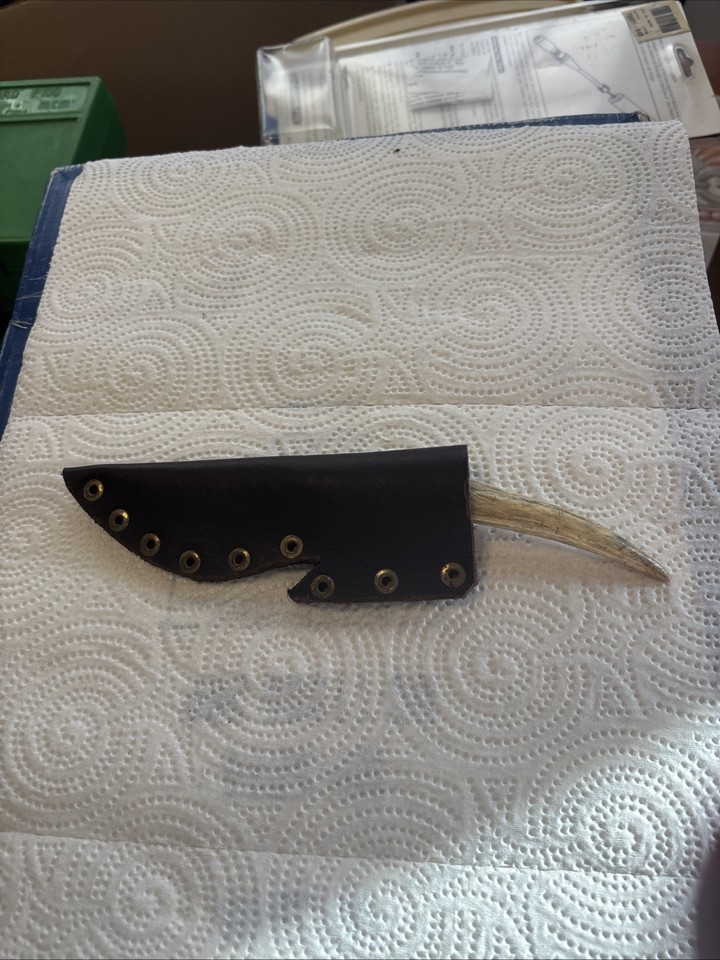 Home Made Patch Knife With Stag Antler Handle And Handmade Sheath | eBay