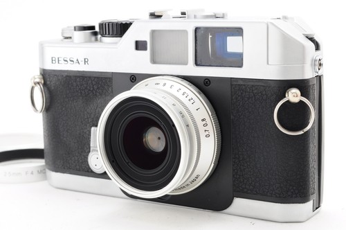 【NEAR MINT】 Voigtlander BESSA-R Silver 35mm Film Camera 25mm F4 Lens ...