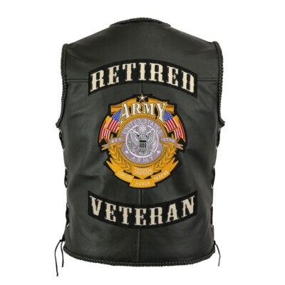 Retired Veteran Rocker + Army Patches 12" | Large Embroidered Military ...