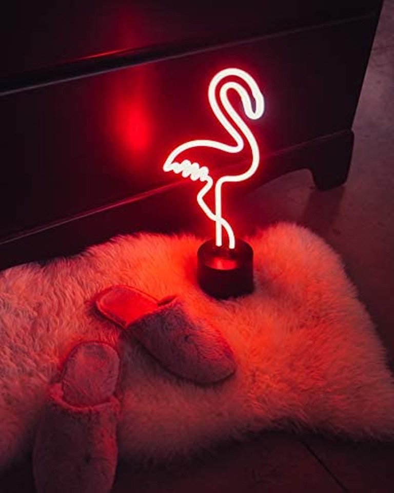 Amped & Co Flamingo Neon Desk Light, Real Neon, Pink, Large 17 x 6.7 ...
