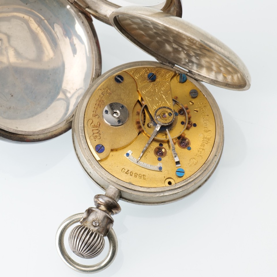 1883 Rockford Pocket Watch 18s Model 3 7j Key Wind Massive Coin SIlver ...