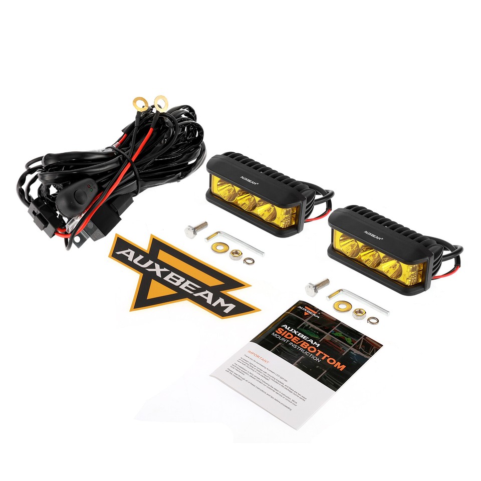 5 INCH LED LIGHT BAR SQUARE SIDE SHOOTER LED POD LIGHTS AMBER YELLOW ...