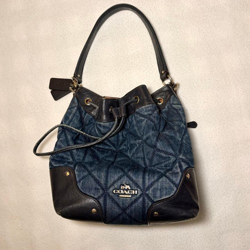 Authentic Coach Denim Quilted Mickie Drawstring Bucket Bag HTF Y2K ...