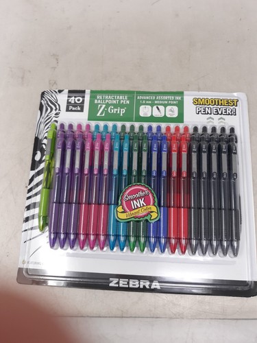 Zebra Z-Grip Retractable Ballpoint Pen Medium Point 40 Pack Assorted ...