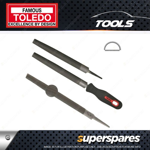 Toledo 300mm Length Half Round File Smooth With Handle & Carded Pack ...