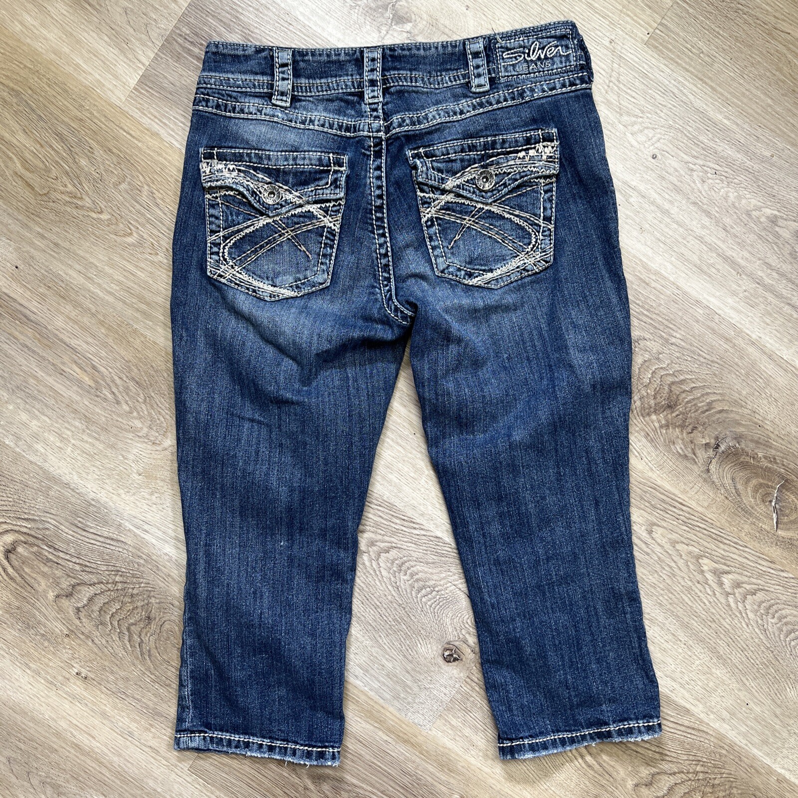Silver SUKI SURPLUS Thick Stitch Flap Pocket Capri Je… - Gem