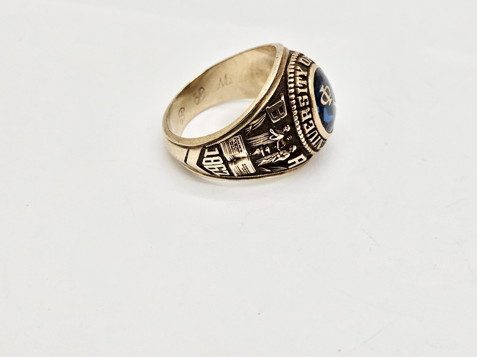 1970 UNIVERSITY OF ILLINOIS 10K GOLD LAB BLUE STONE CLASS RING,CHI PHI ...