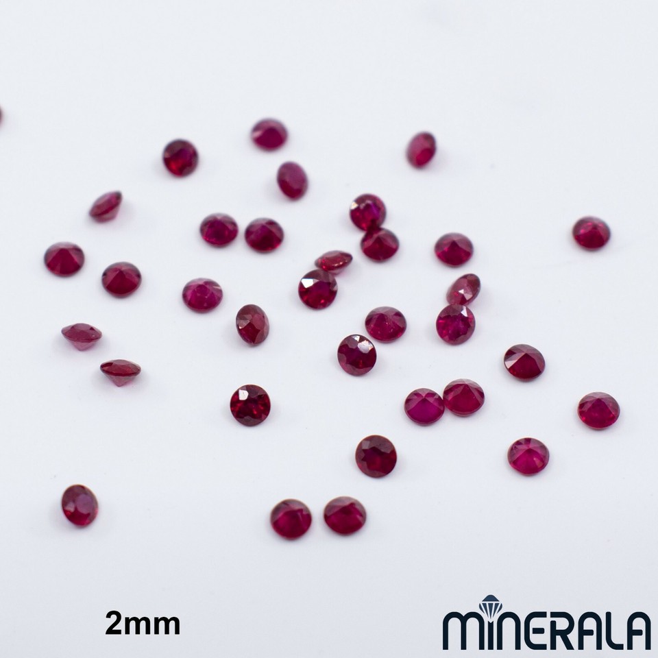 [WHOLESALE] NATURAL BURMA RED RUBY GEMSTONE ROUND FACETED 0.9mm-2mm ...