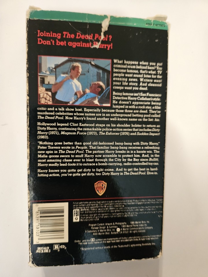 THE DEAD POOL (1988) VHS CLINT EASTWOOD LIAM NEESON DIRTY HARRY | eBay