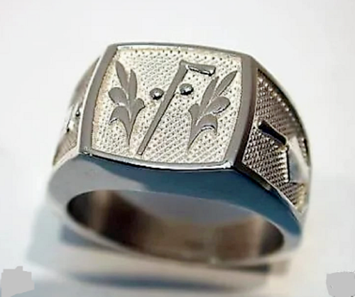 Sprig of Acacia Men Masonic Two Ball Cane with Ring 14k White Gold ...