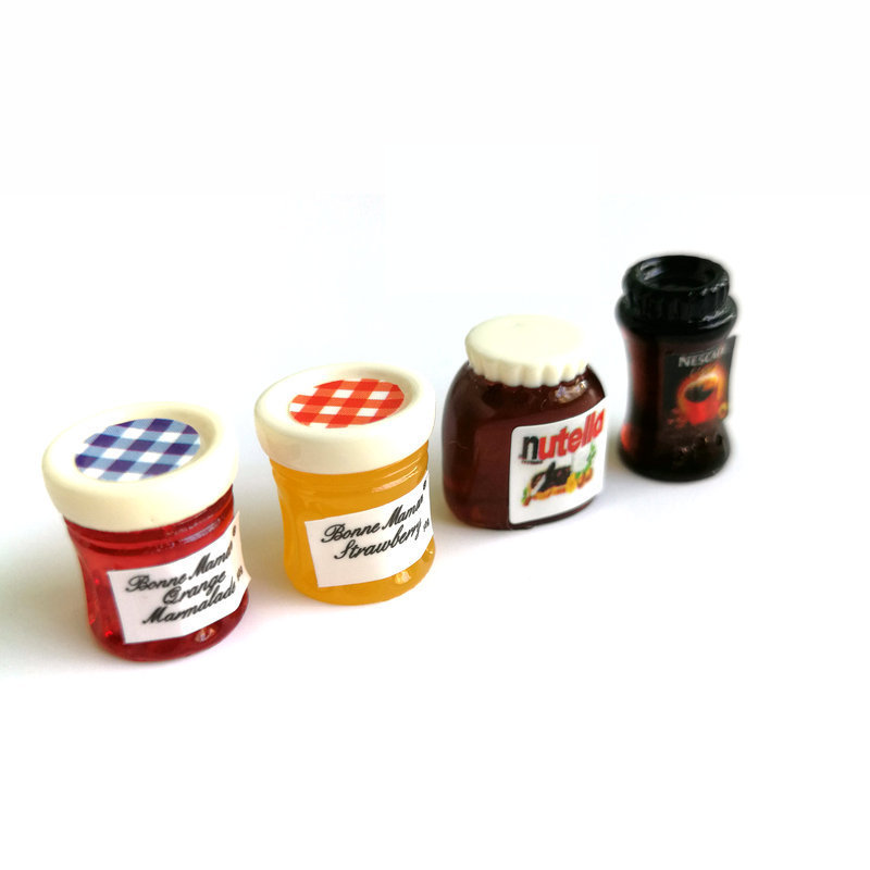 4 Dollhouse Miniature Kitchen Food Grocery Fruit Jam Condiment Bottle ...