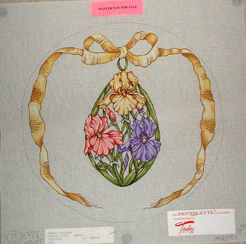 Vintage Floral Iris Egg Hand Painted Needlepoint Canvas Dennis Kyte MZC ...