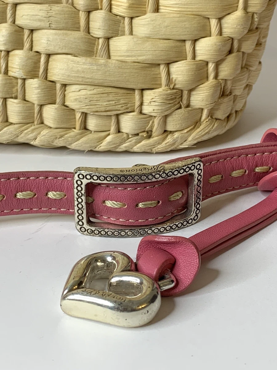 discounted purchases vtg 90s Brighton woven straw and leather pink ...