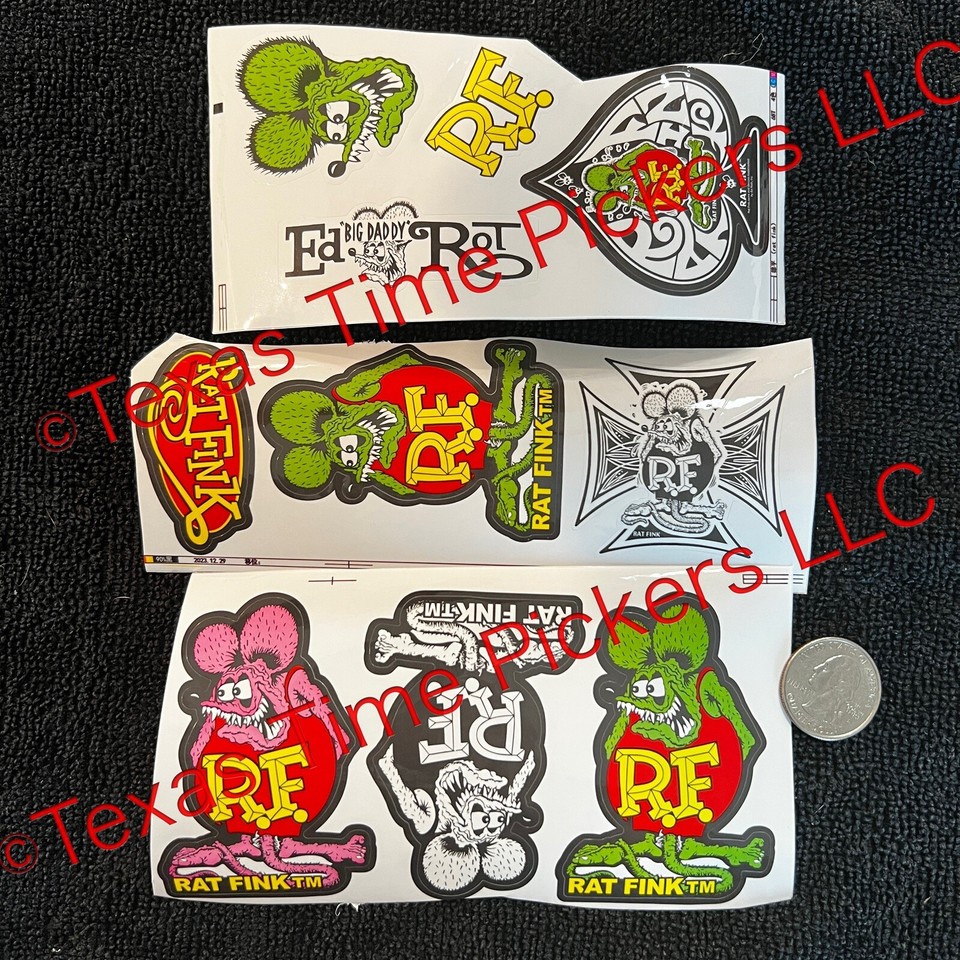 🔥 10 Rat Fink Mouse Ed Big Daddy Roth Hot Rod Art Vinyl Decal Sticker ...