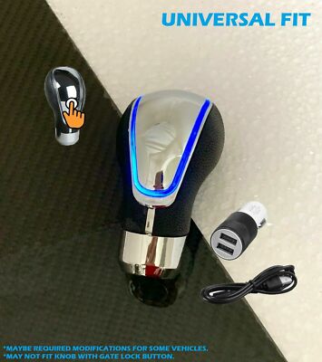 Touch Activated Sensor Blue LED Light USB Charge Car Auto Gear Shift ...