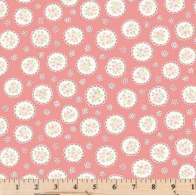 Sweet Baby Rose Doily Rose Pink Fabric Flowers 57622 B Half yard ...