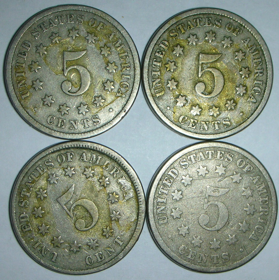 (4) Shield Nickels 1872, 1873, 1882, 188? | eBay