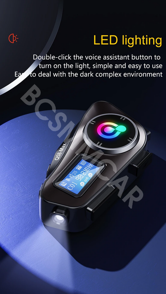 2PC LCD Display Motorcycle Bluetooth Headphones Helmet Intercom Headset ...