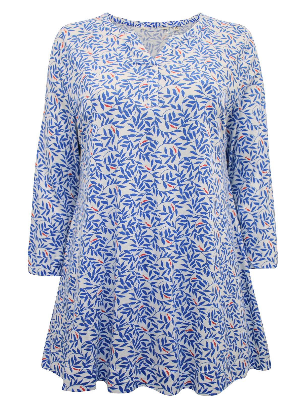 Ex-Seasalt Top RISSO Fish Swirl Chalk 3/4 Sleeve Sizes 8 10 12 14 16 20 ...