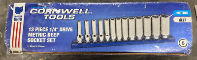 Cornwell Tools STM0213LSP - 13 Piece 1/4” Drive Metric Deep Socket Set ...