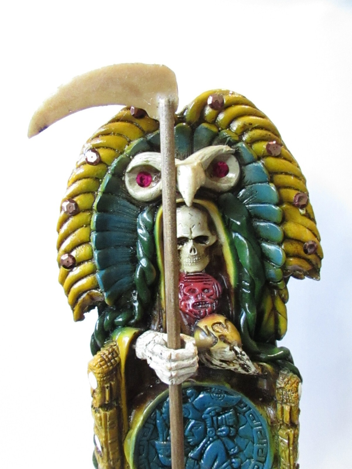Santa Muerte Azteca Curada 40 cm / Aztec Holy Death Statue w/Calendar ...