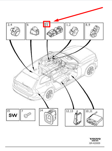 2018 Volvo V60 Electric Window Switch Drivers Side 31433406 for sale ...