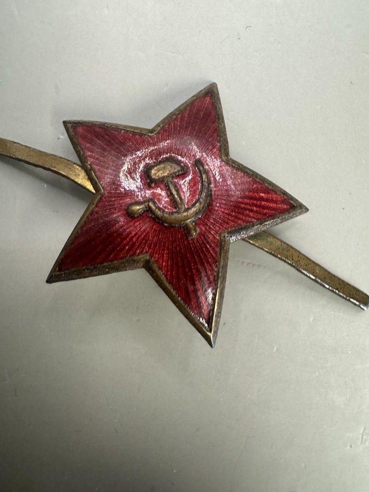 Genuine Soviet Army Red Star Soldier's Cap Hat Badge - USSR CCCP ...