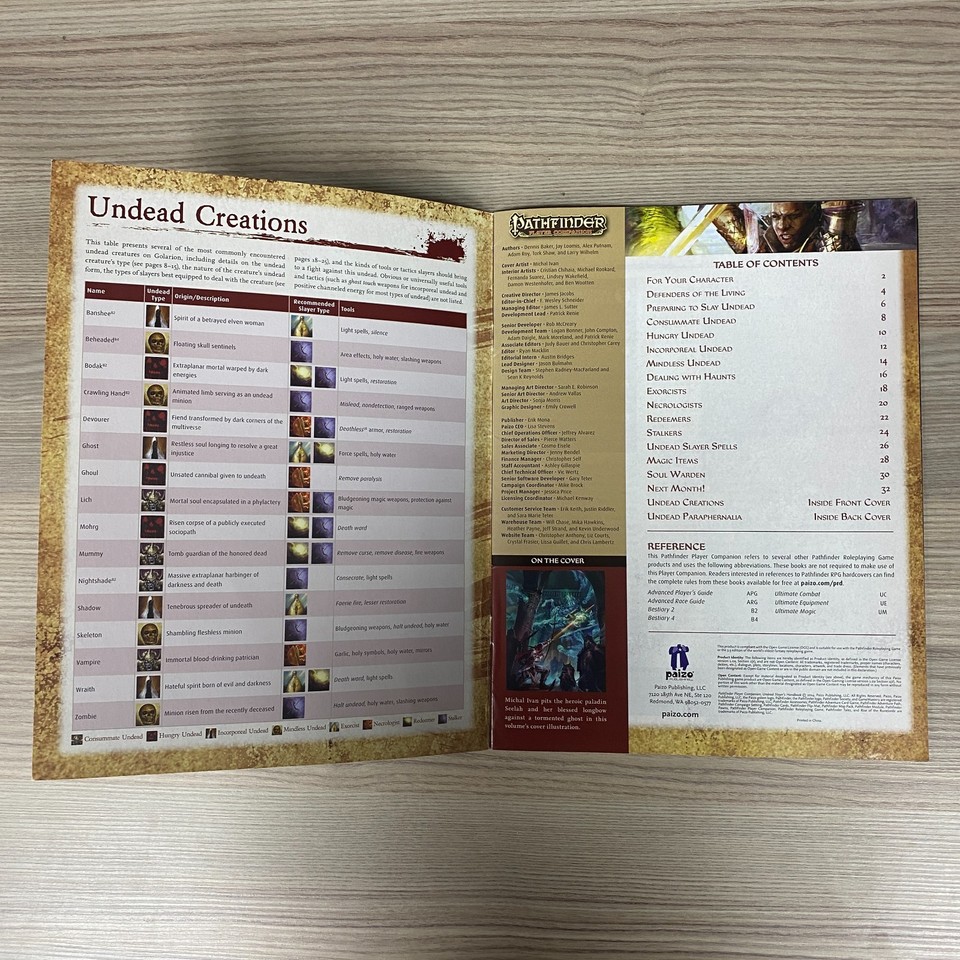 Pathfinder Player Companion Undead Slayer's Handbook Paizo Rpg ...