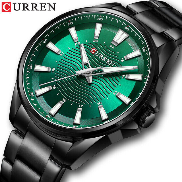 CURREN Men Brand Watch Steel Green Dial Boys Watches Male Business ...