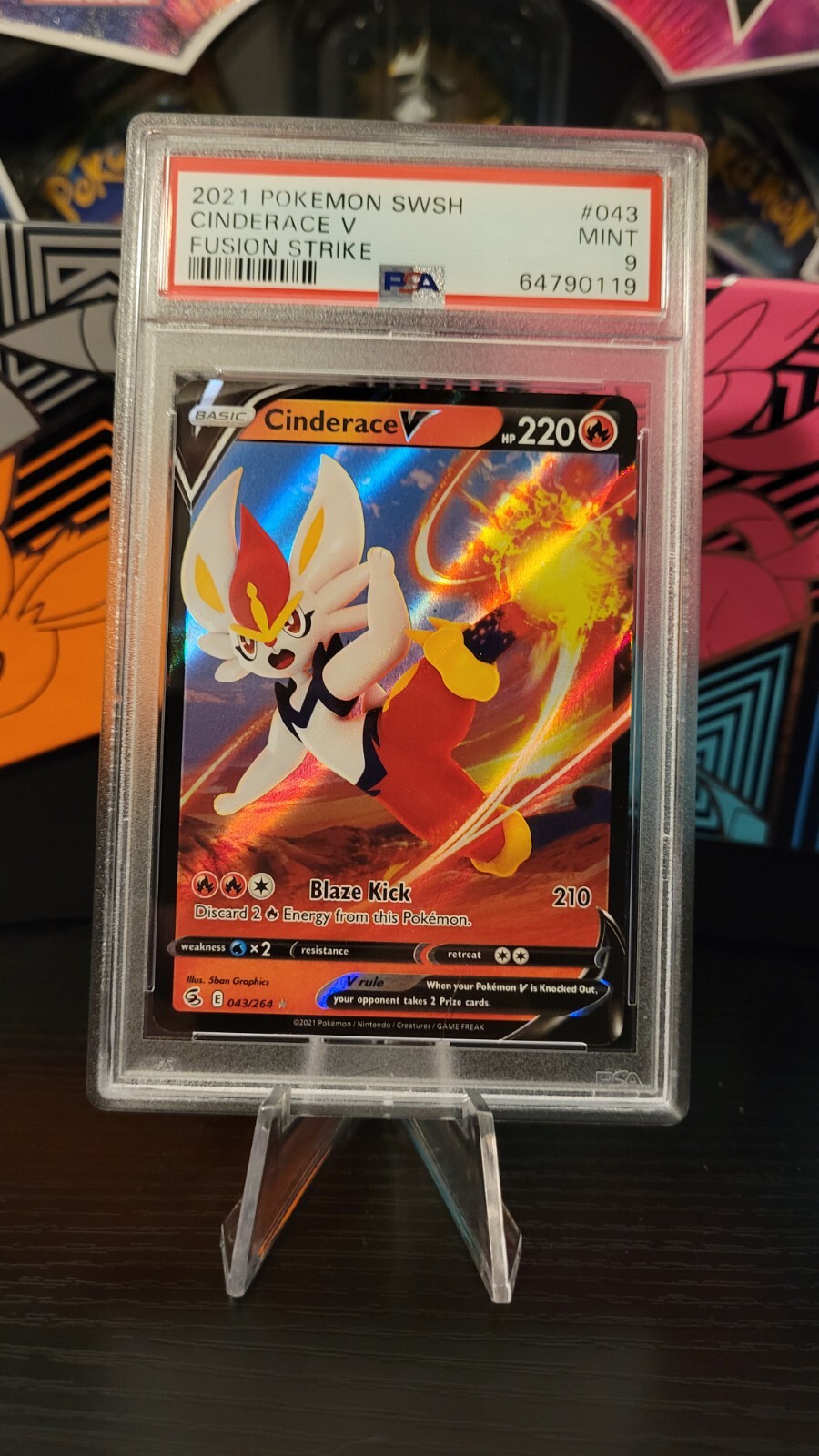 Pokemon Cinderace V Holo 043/264 FusionStrike - PSA 9 (MINT) | eBay