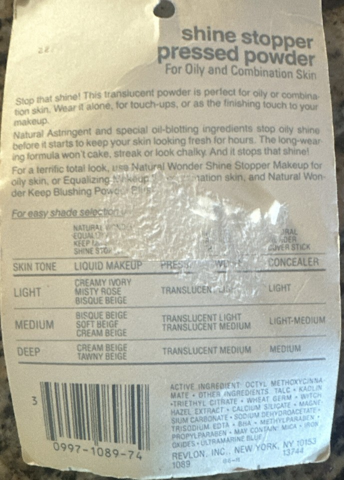 VTG Revlon Natural Wonders Shine Stopper Pressed Powder Translucent ...