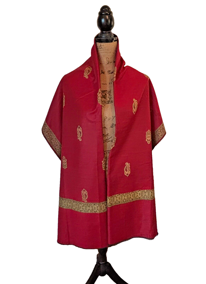 Maroon Red Indian Oversized Woolen Scarf Shawl Wrap Pure Anandha Wool ...