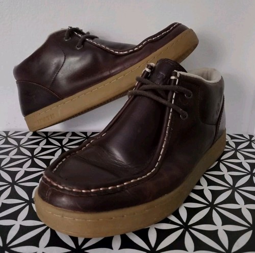 iPath Cat Brown Leather Skateboarding Shoes Gum Sole Vtg Chukka Size 10 ...