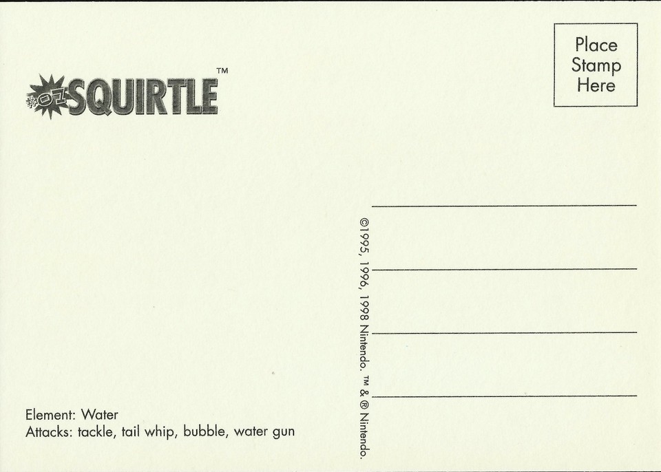 SQUIRTLE, POKEMON POSTCARD, YEAR 1998, VINTAGE COLLECTIBLE ITEM | eBay