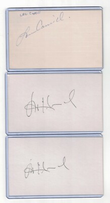 (3) LOU CAMILLI INDEX CARD SIGNED 1969-72 CLEVELAND INDIANS PSA/DNA ...