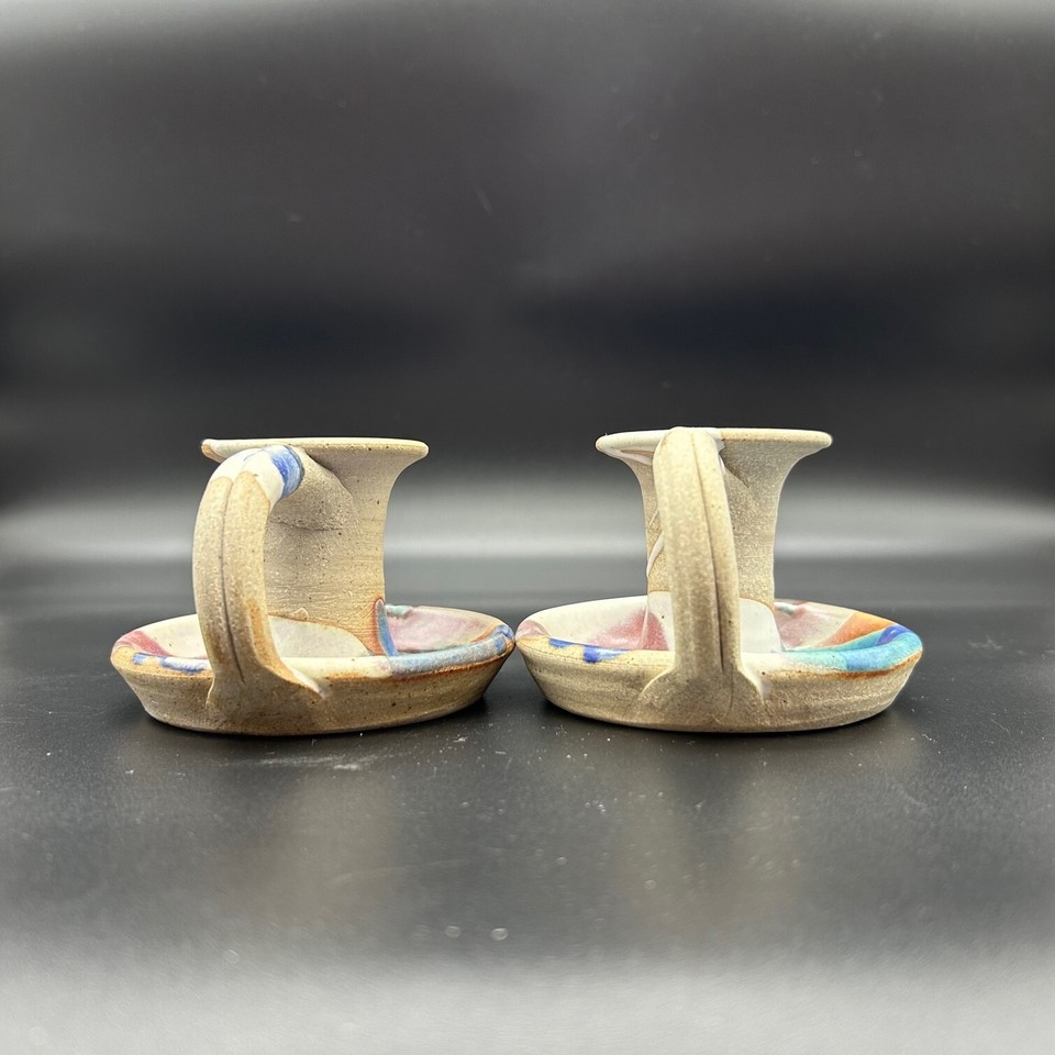 Klickitat Pottery Multi Colored Glaze Candlesticks Set of 2 by Ed ...