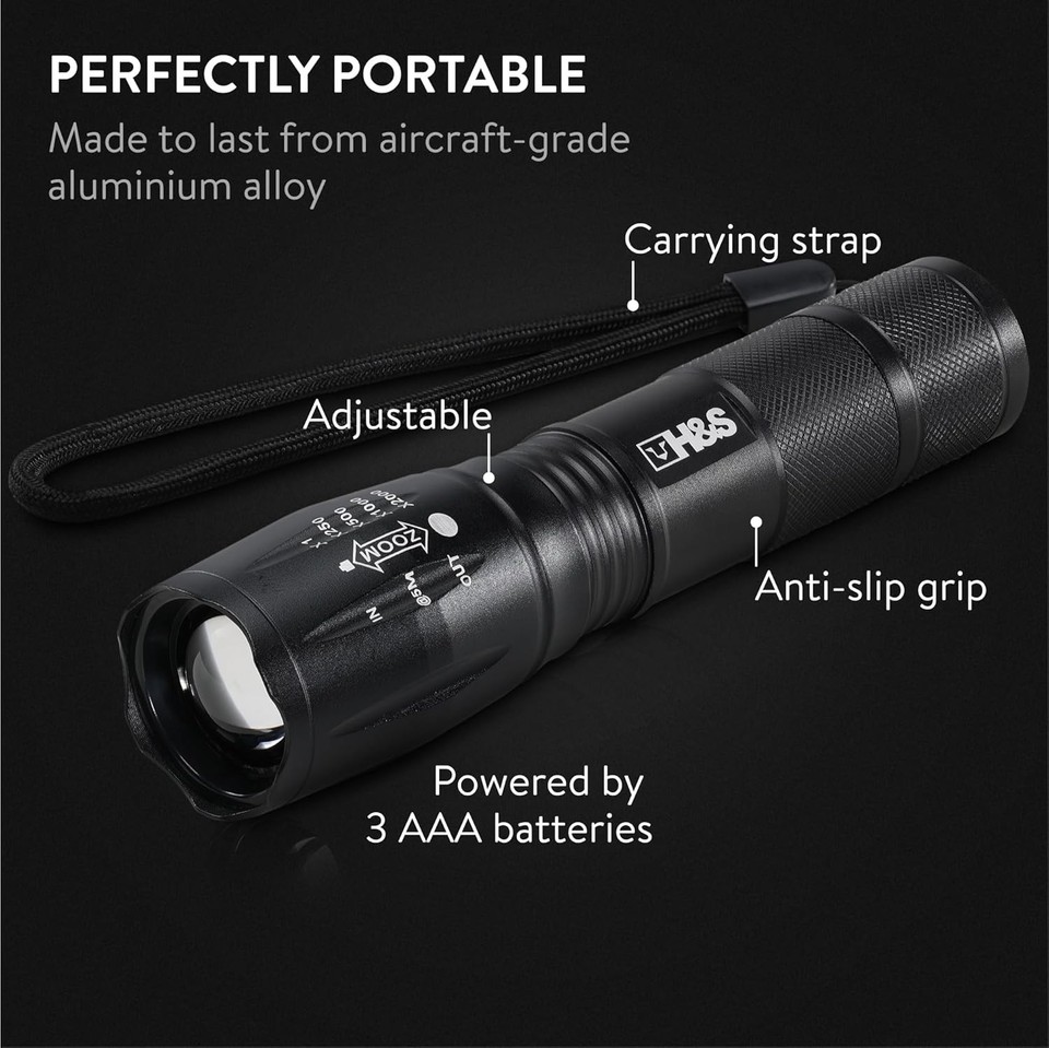 LED Torch Hand Torches Battery Powered - Super Bright Small Camping ...
