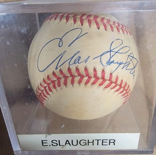 Enos Slaughter Autographed Rawlings Official Baseball Yankees HOF | eBay