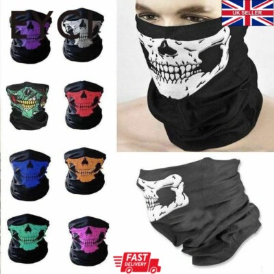 Biker Skeleton Skull Face Mask Neck Warmer Snood Ghost Cover Bandana ...