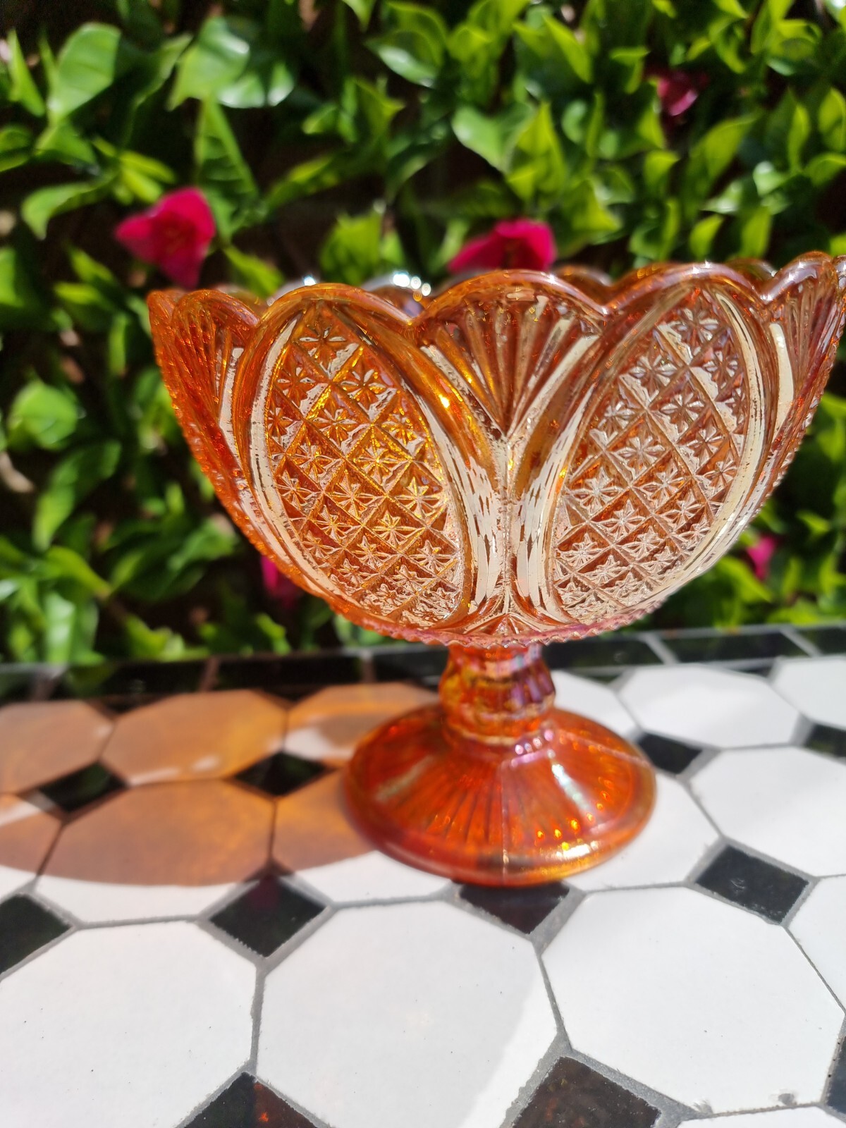 Art Deco Vintage Sowerby Deep Golden Marigold Carnival Hobstar ...