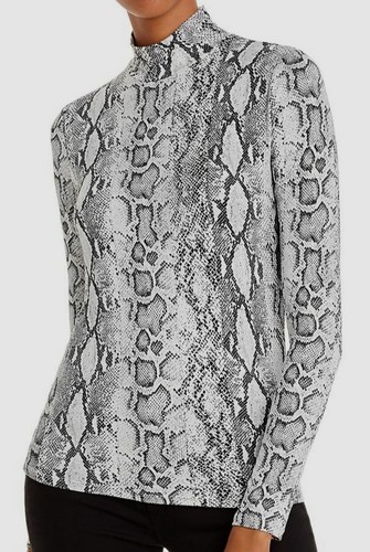 $215 Fore Women's Gray Snake Print Stretch Mock-Neck Long-Sleeve Top T ...