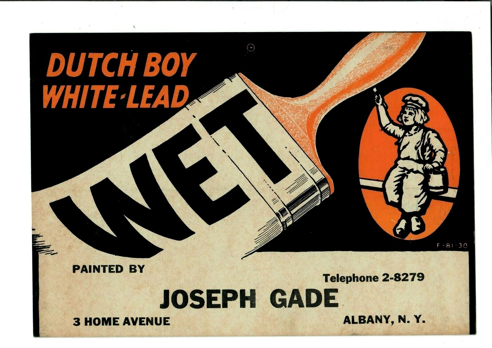 Vintage DUTCH BOY WHITE LEAD PAINT AD SIGN Joseph Gade Albany New York ...