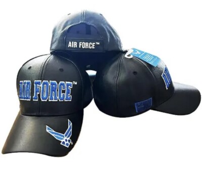 US AIR FORCE MILITARY CAP PU LEATHER NEW ADJUSTABLE BLACK | eBay