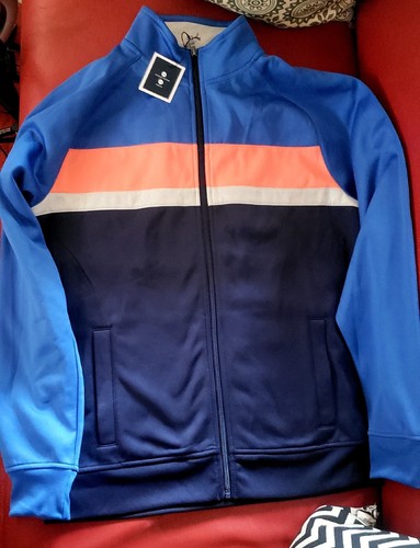 Club Room Performance Mens Track Jacket Blue Color Block Pockets Full ...