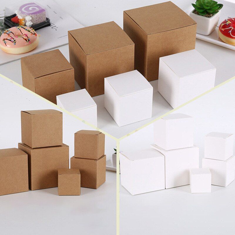 50pcs Kraft Paper Box Square Cardboard Soap Cookie Jewelry - DIY Gift ...