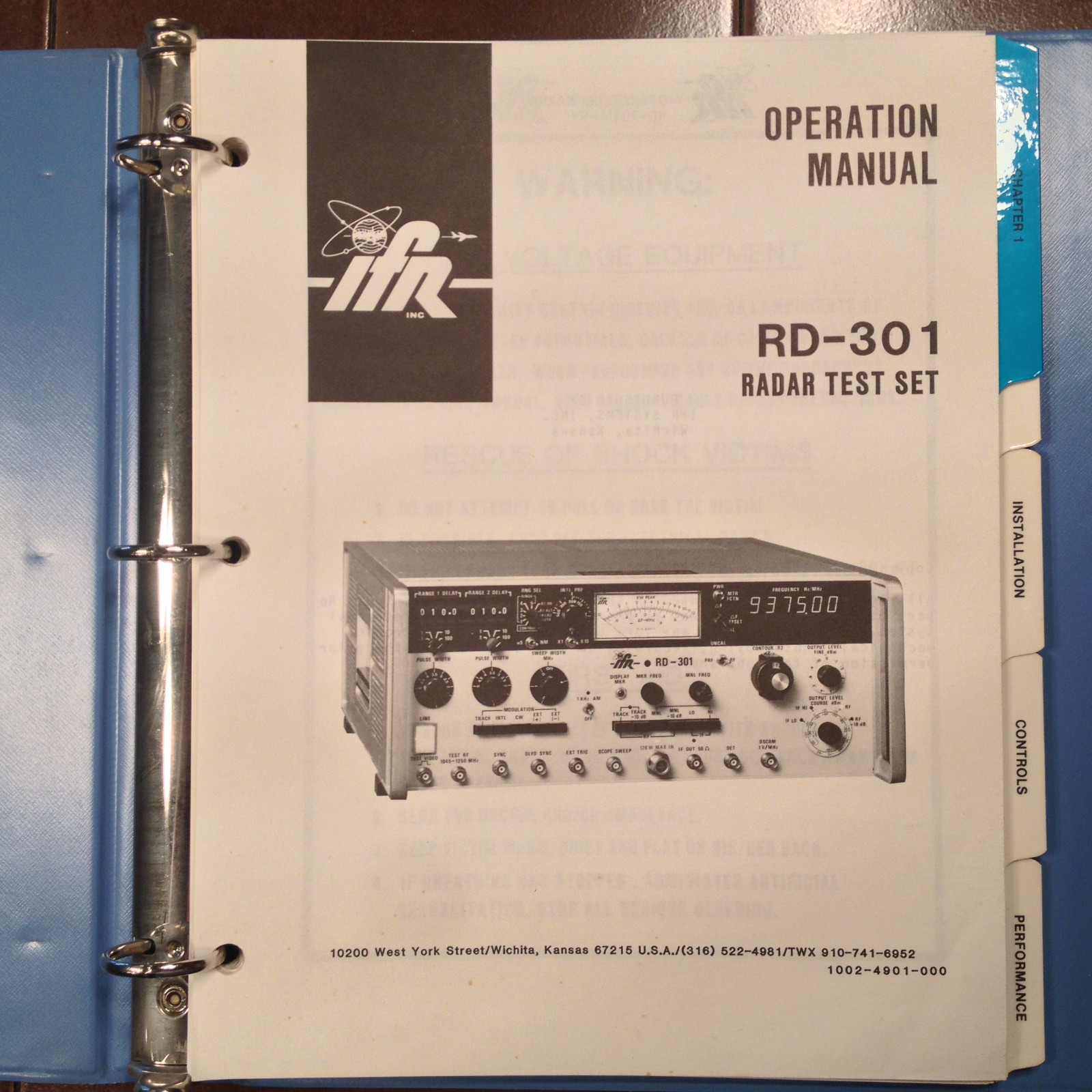 Factory Issued Original IFR RD-301 Radar Test Set Original Operators ...