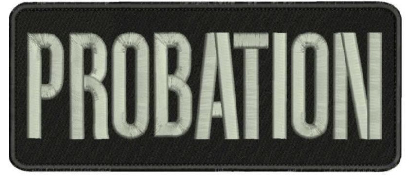 PROBATION embroidery patches 4x10 hook letters silver | eBay