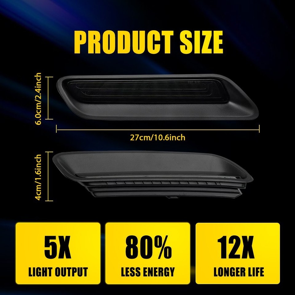 Sequential 2x Hood LED Bezel Trim Signal Driving Light For Dodge 10-22 ...